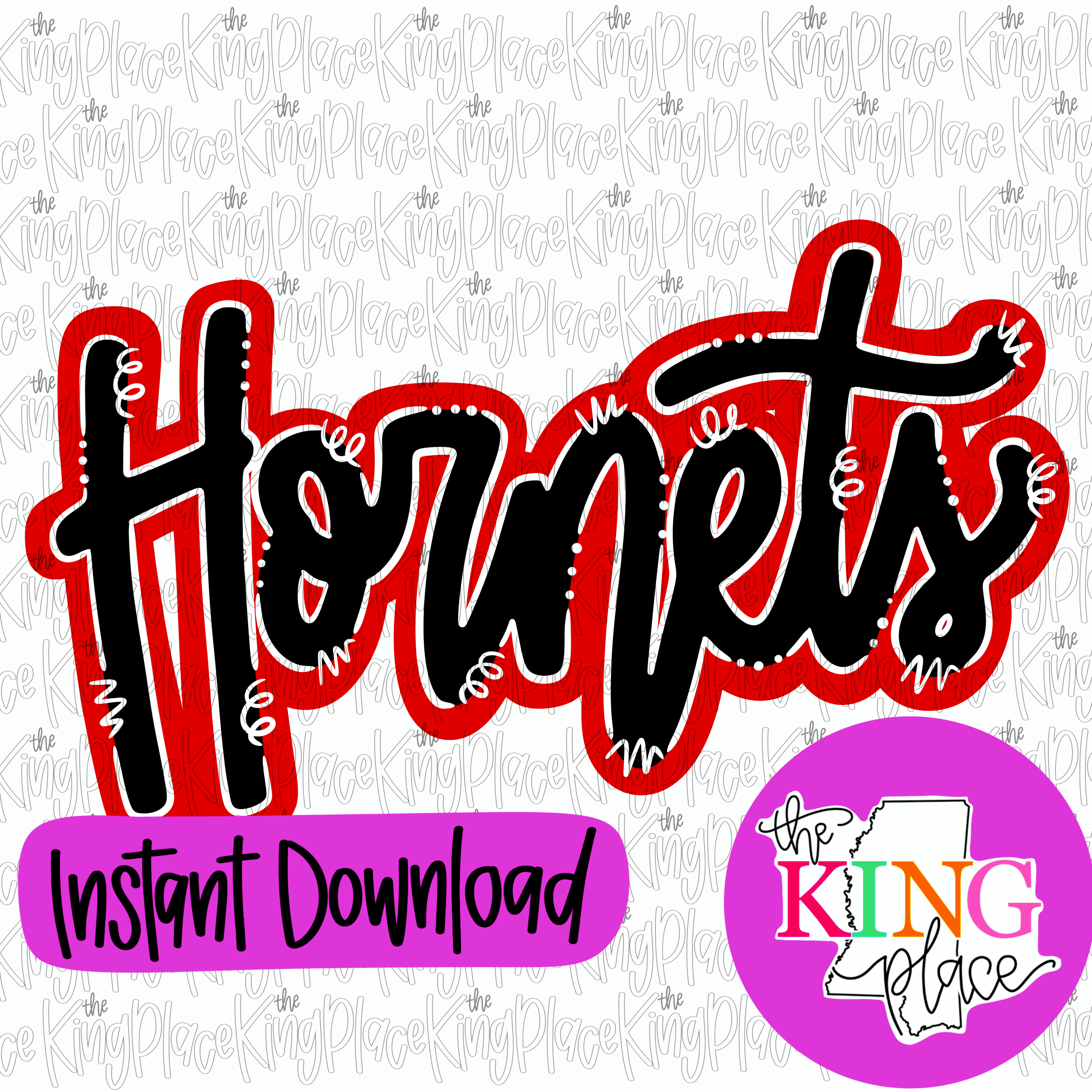 Hornets cursive red – The King Place